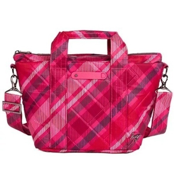 lug | Bags | Lug Dory Tote Crossbody Bag Berry Plaid Quilted Pink ...